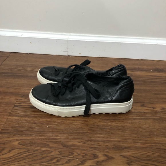 J/SLIDES | Shoes | Jslides Black Leather Lace Up Sneakers Size 7 Us ...